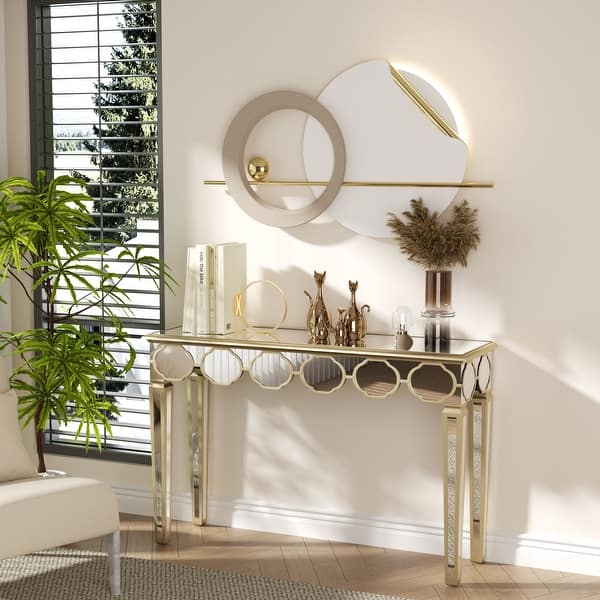 Modern Rectangular Mirrored Console Table Makeup Vanity Table Desk - 48 ...