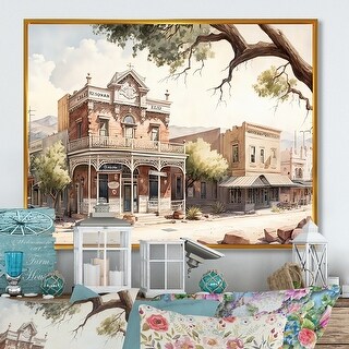 Designart "Small Town In Arizona I" Southwestern Framed Canvas Art ...