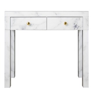 Tempered Glass Marble Texture Dressing Table - Bed Bath & Beyond - 39167686