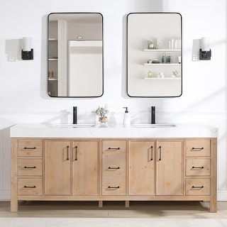 Leon 84 in. Double Bathroom Vanity with Composite Stone Top - Bed Bath ...