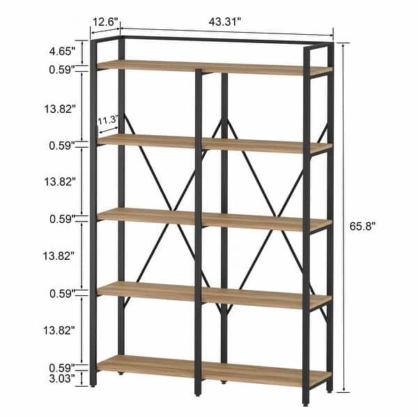 Tier Industrial Bookshelf, Double Wide Large Book Shelf, Heavy Duty ...