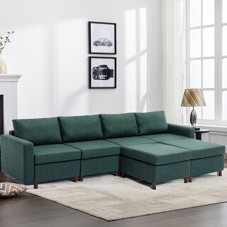 Green Modern Linen Modular Sectional Sofa Couch Set (4+2 pc) - Bed Bath ...