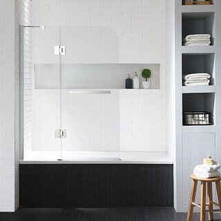 OVE Decors Clark 40 in. 8mm Thick Glass Bathub Hinged Door with Panel ...