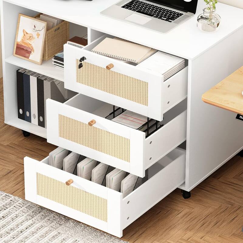 Filing Cabinet with Drawers and Lock, Storage Cabinet Mobile Lateral ...