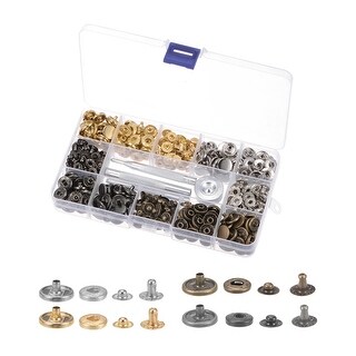 120 Sets Snap Fasteners Kit with 4 Setter Tools & Storage Box for ...