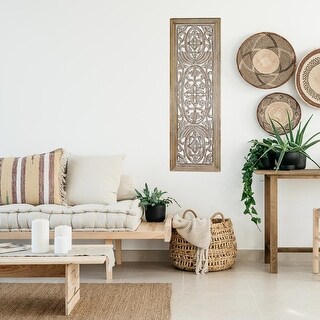 Brown white panel hand metal rectangular mango wall art - Bed Bath ...