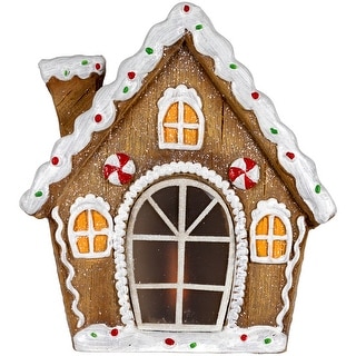 LED Lighted Frosted Gingerbread Peppermint Christmas House - 12.5 ...