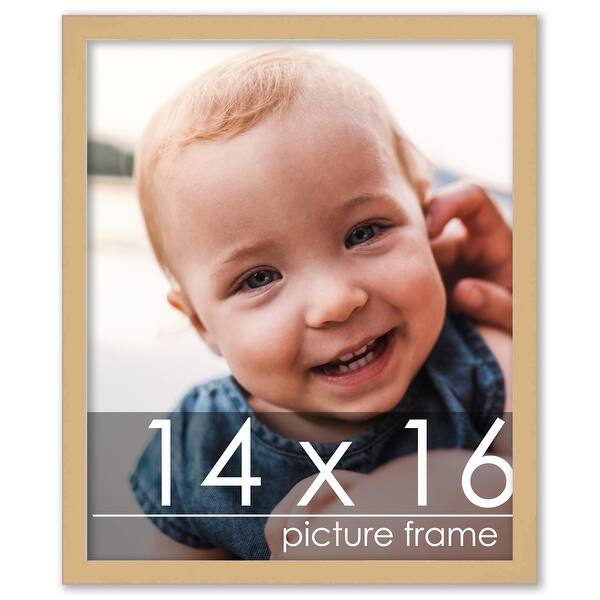 14x16 Traditional Natural Wood Picture Frame - UV Acrylic, Foam Board ...