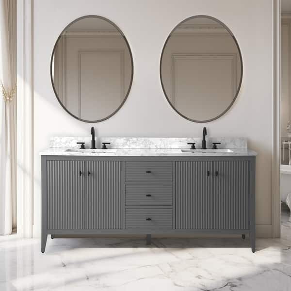 Vanity Art 72" Double Sink Bathroom Vanity Cabinet with Engineered ...