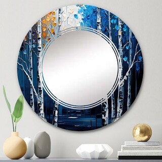 Designart 'Blue Birch Forest I' Printed Landscape Forest Wall Mirror ...