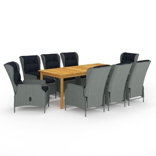 vidaXL 9 Piece Patio Dining Set Light Gray - Bed Bath & Beyond - 33600134