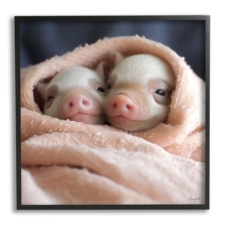 Stupell Cuddling Sleepy Piglets Framed Giclee Art Design by Roozbeh ...
