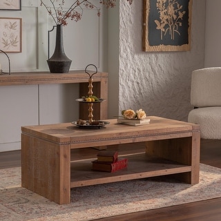 Rustic Rectangle Coffee Table - 2-Tier Storage, Solid Wood, Large - Bed Bath & Beyond - 42939257