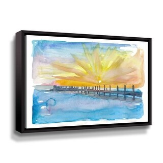 Sunset Over Florida Keys Landing Pier Gallery Wrapped Floater-framed ...
