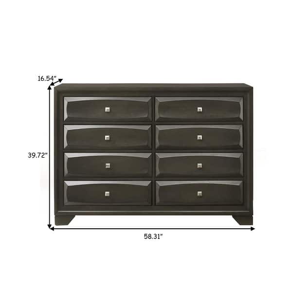 Eight Drawer Dresser With Brushed Nickel Accent And Chamfered Legs ...
