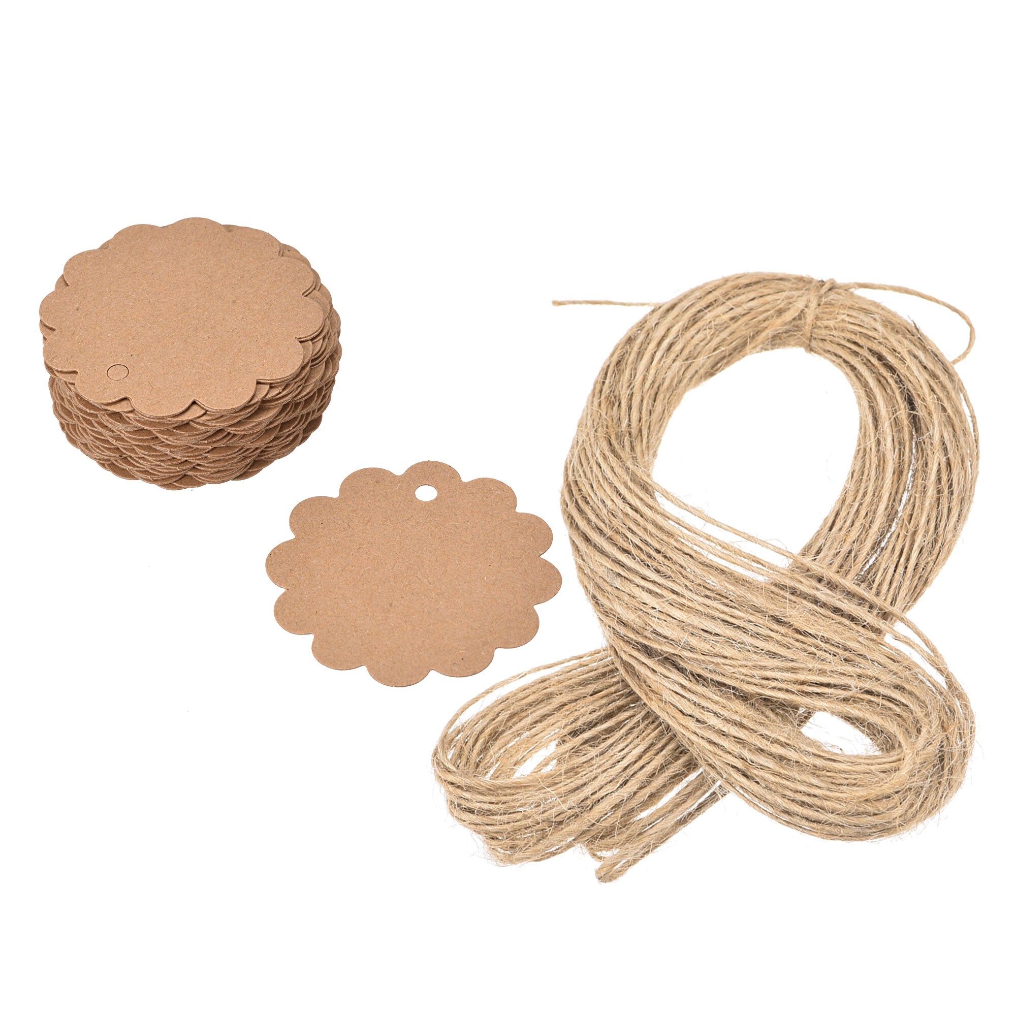 Round Paper Gift Tags with Twine Rope 40mm Length 65.6 Feet 100pcs ...