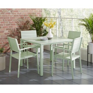 Mod Luna 5-Piece Patio Dining Set in Mint with 4 Slat Dining Chairs and ...