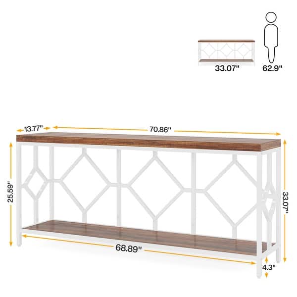 71 Inches Extra Long Console Table Sofa Table with Open Storage Shelf ...