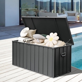 190 Gallon Metal Deck Box, Large Steel Outdoor Box Patio Furniture ...