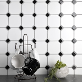 black octagon backsplash