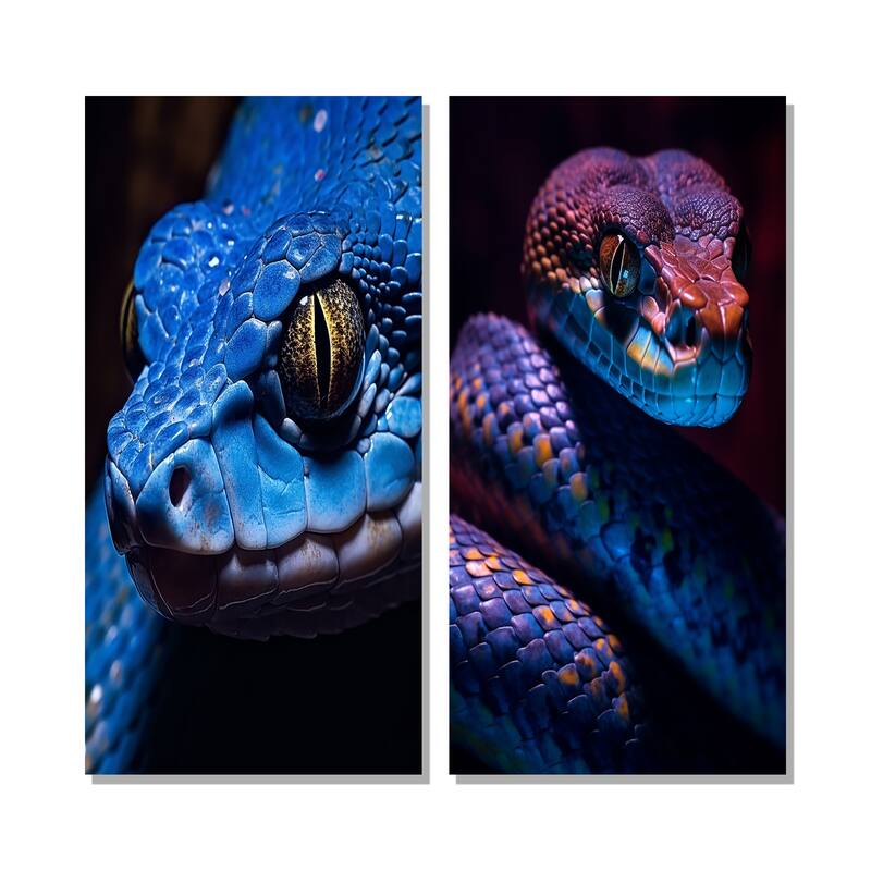 Designart "Portrait Of Blue Viper Snake Wildlife I" Animals Snake Wall ...