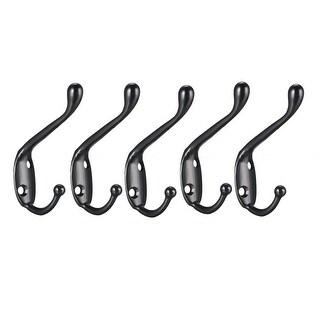 Dual Prong Coat Hooks Wall Mounted Double Utility Hook 80x18x55mm 5pcs ...