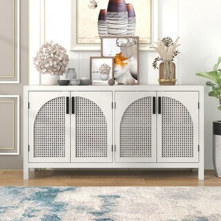 58-inch Width Large Storage Space Sideboard with Artificial Rattan Door ...