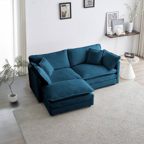 L-Shaped Sectional Sofa Chenille Upholstered Two-Seater Sofa with ...