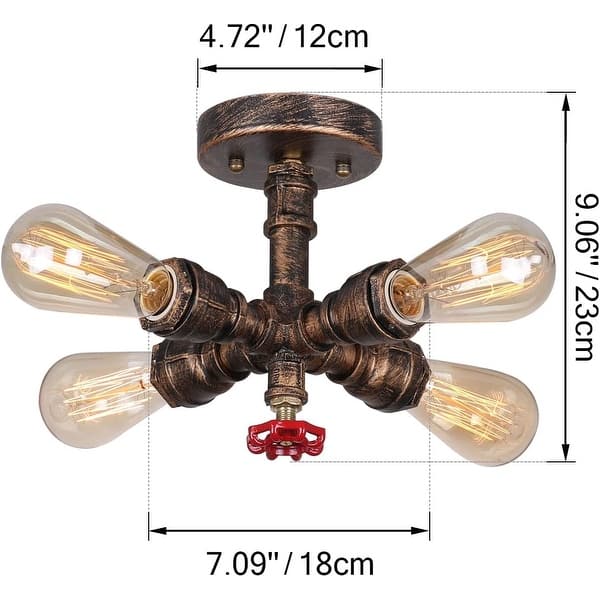 Traditional Rustic Copper Metal Sputnik Hallway Ceiling Light Fixture ...