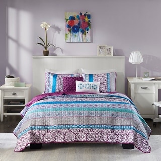 Cozy Line Purple Cosmos Spring Floral Stripe Garden Lavender Teal ...