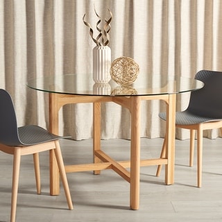 Allard X-base Round Glass Dining Table - Bed Bath & Beyond - 36097577