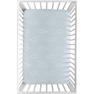 Blue Clouds Baby Boy Fitted Mini Portable Crib Sheet - Slate White ...