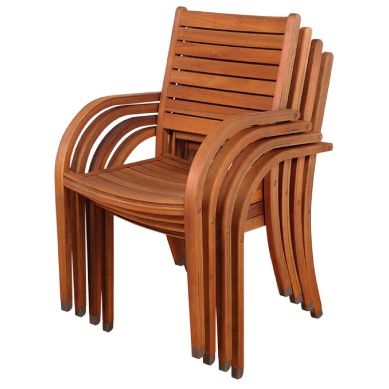 Arizona Home Outdoor 4-Piece Wooden Armchair Set Patio Furniture - N/A ...