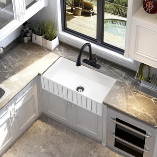 Farmhouse Reversible Apron Front Solid Surface 30" Single Kitchen Sink ...