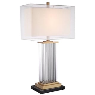 Modern Table Lamp with Black Riser 29" Tall Crystal Glass for Bedroom ...