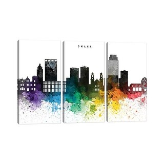 iCanvas "Omaha Skyline, Rainbow Style" by WallDecorAddict 3-Piece ...
