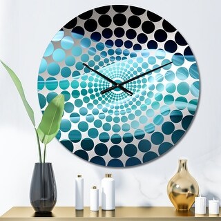 Designart "Tender Liquid Blue Waves" Blue Abstract Shapes Clocks Modern ...