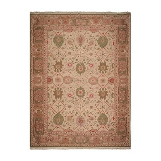 Hand Knotted Beige Wool Traditional Oriental Area Rug (10x14) - 10' 3 ...