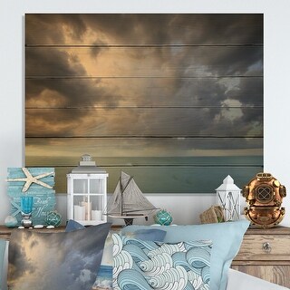 Designart 'Dramatic Tropical Rain Cloud Sky' Nautical & Coastal Wood ...