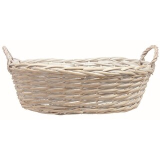 White Washed Willow With Handles Basket - Bed Bath & Beyond - 36879163