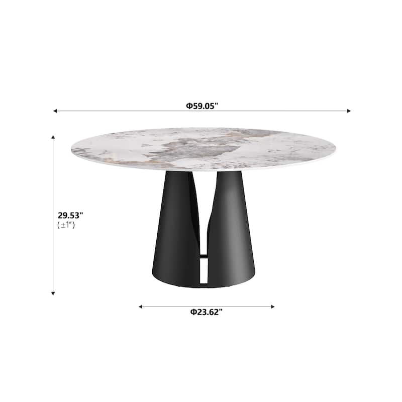 Round Marble Sintered Stone Dining Room Table, Modern Kitchen Table ...