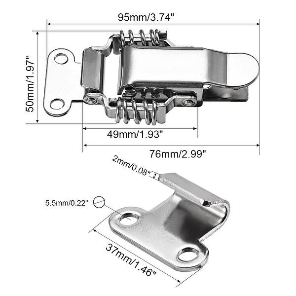 2pcs 304 Stainless Steel Spring Loaded Toggle Latch Catch Clamp 95mm ...