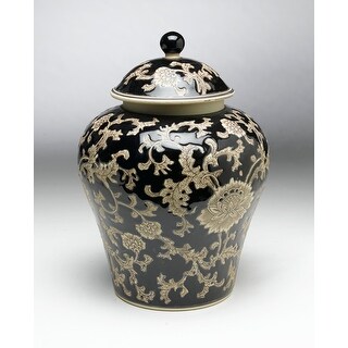 Aa Importing 59735 14 Inch Black & Cream Ginger Jar - 14 X 10 X 10 ...