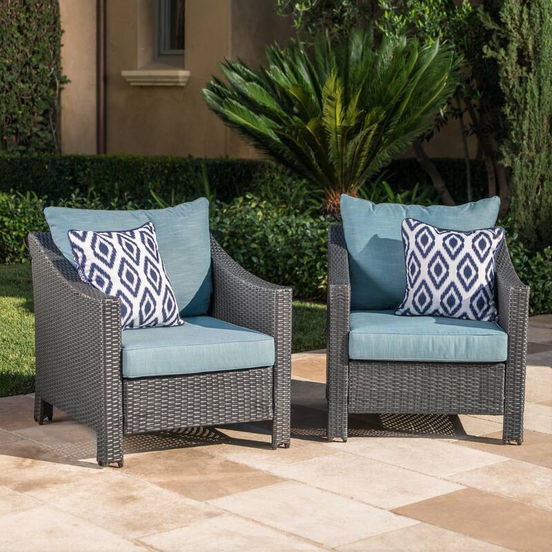 Antibes Outdoor Wicker Club Chairs (Set of 2) by Christopher Knight ...