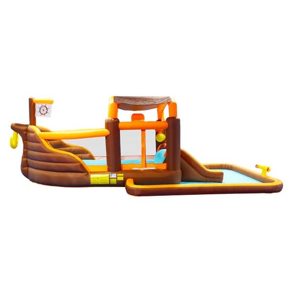 Inflatable Cruise Ship Bounce House Water Park with Slide, Splash Pool ...