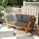 Outsunny Wooden Garden Bench for Outdoor with Cushions, Adjustable ...