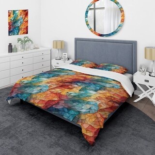 Designart "Multicolor Glass Mosaic" Yellow Modern Bedding Set With ...