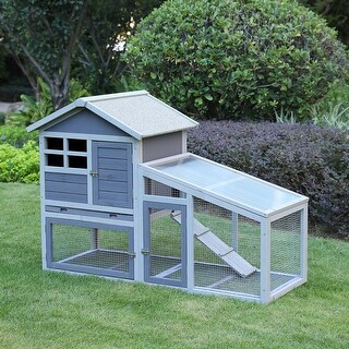 Rabbit Hutch with Deeper No Leakage Tray and Removable Bottom Wire Mesh ...