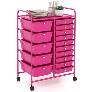 Costway 15-Drawer Rolling Storage Cart Mobile Cart with Colorful - Hot ...