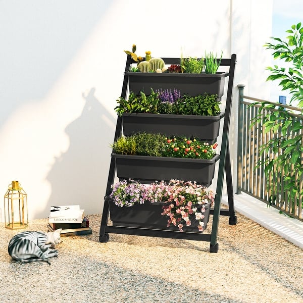 eShelf 4Ft Vertical Raised Garden Bed 4-Tier Freestanding Elevated Garden Planters Grow Flowers ...